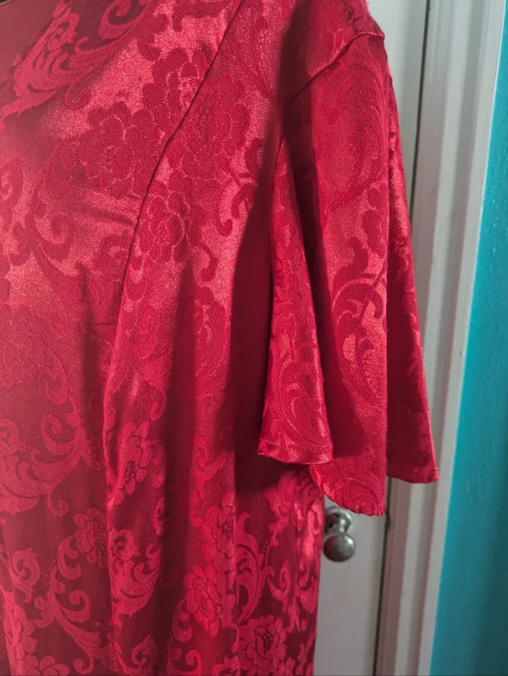 Olivia | Dresses | Vintage 99s Olivia Rose Red Satin Brocade Maxi Gown ...